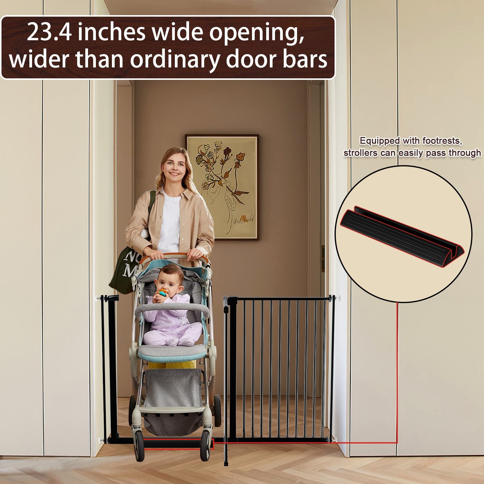 FairyBaby 30" Tall Safety Gate With Narrow Bar Spacing With Pet Door