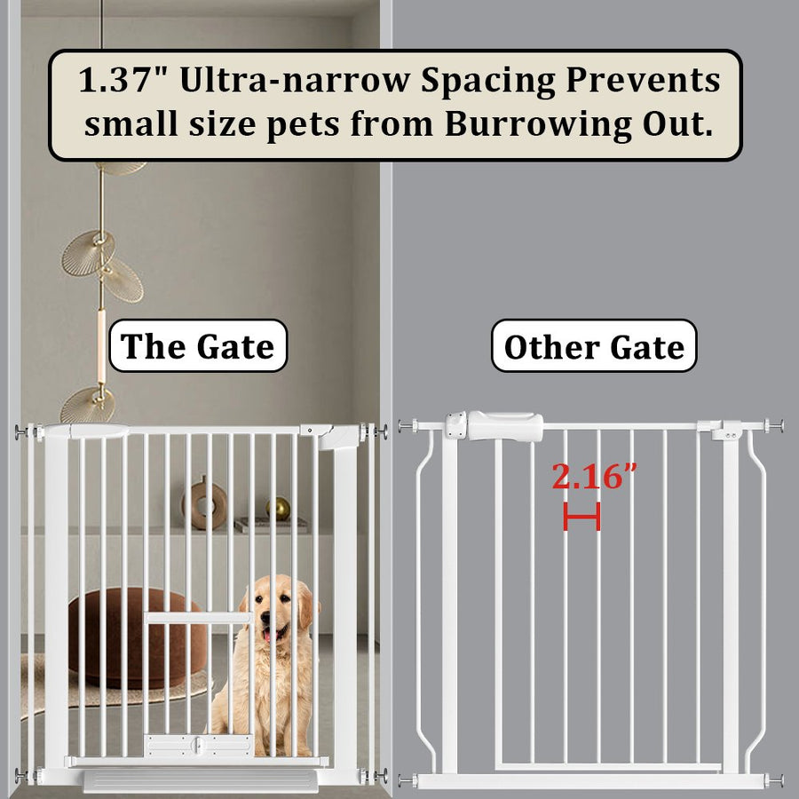 FairyBaby 30" Tall Safety Gate With Narrow Bar Spacing With Pet Door